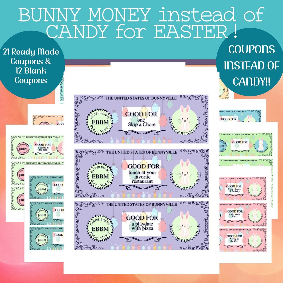Easter Bunny Money Coupons for Kids (instant Download) - Etsy