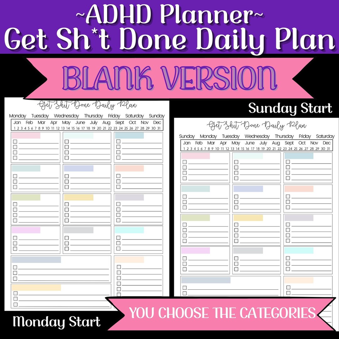 ADHD Daily Printable Planner Insert and to Do List for Productivity and ...