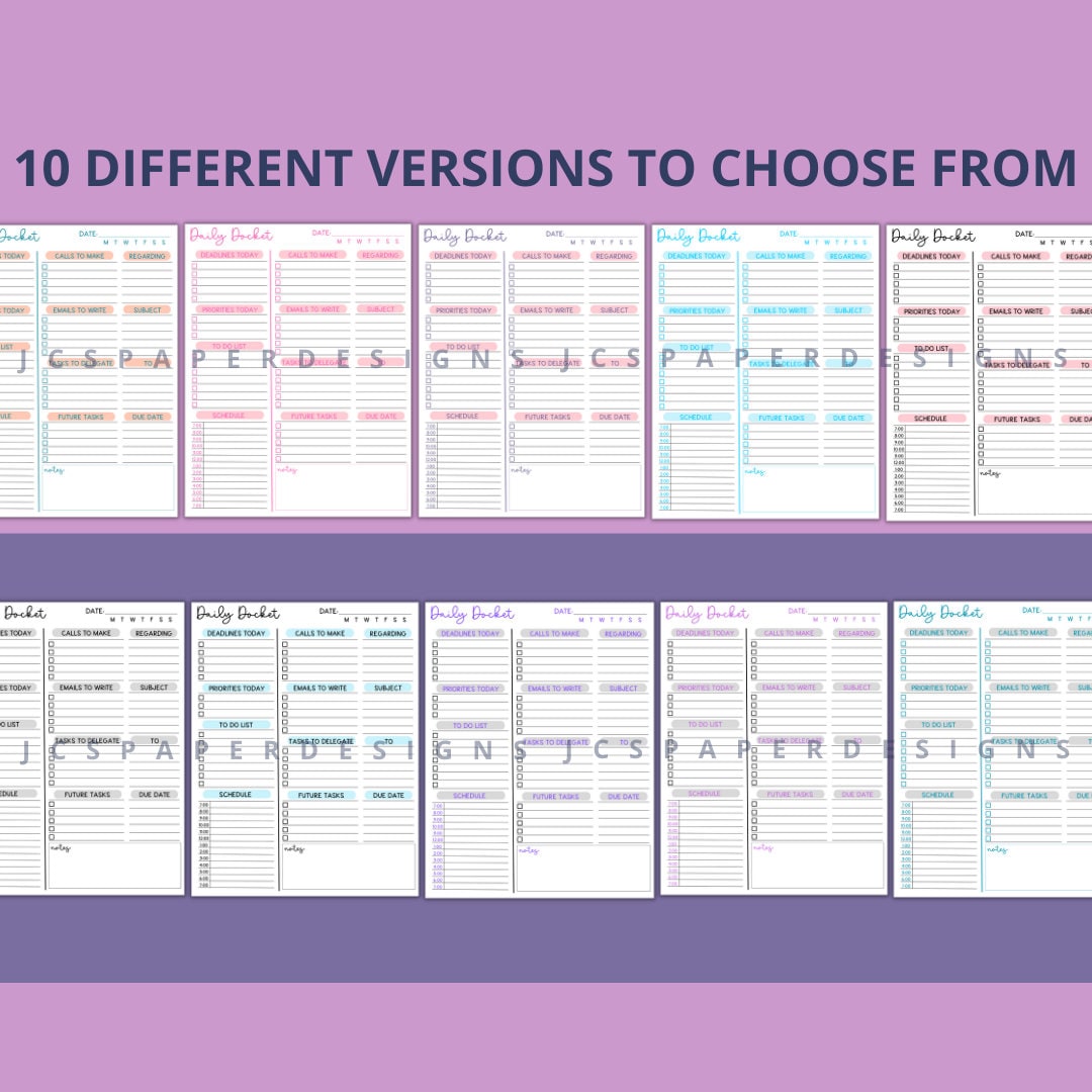 Daily Docket, Work Day Planner, Work Day Organizer, Office Planner ...