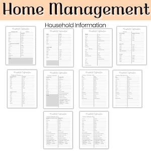 Household Planner Home Management Organizer, Organization Printable ...