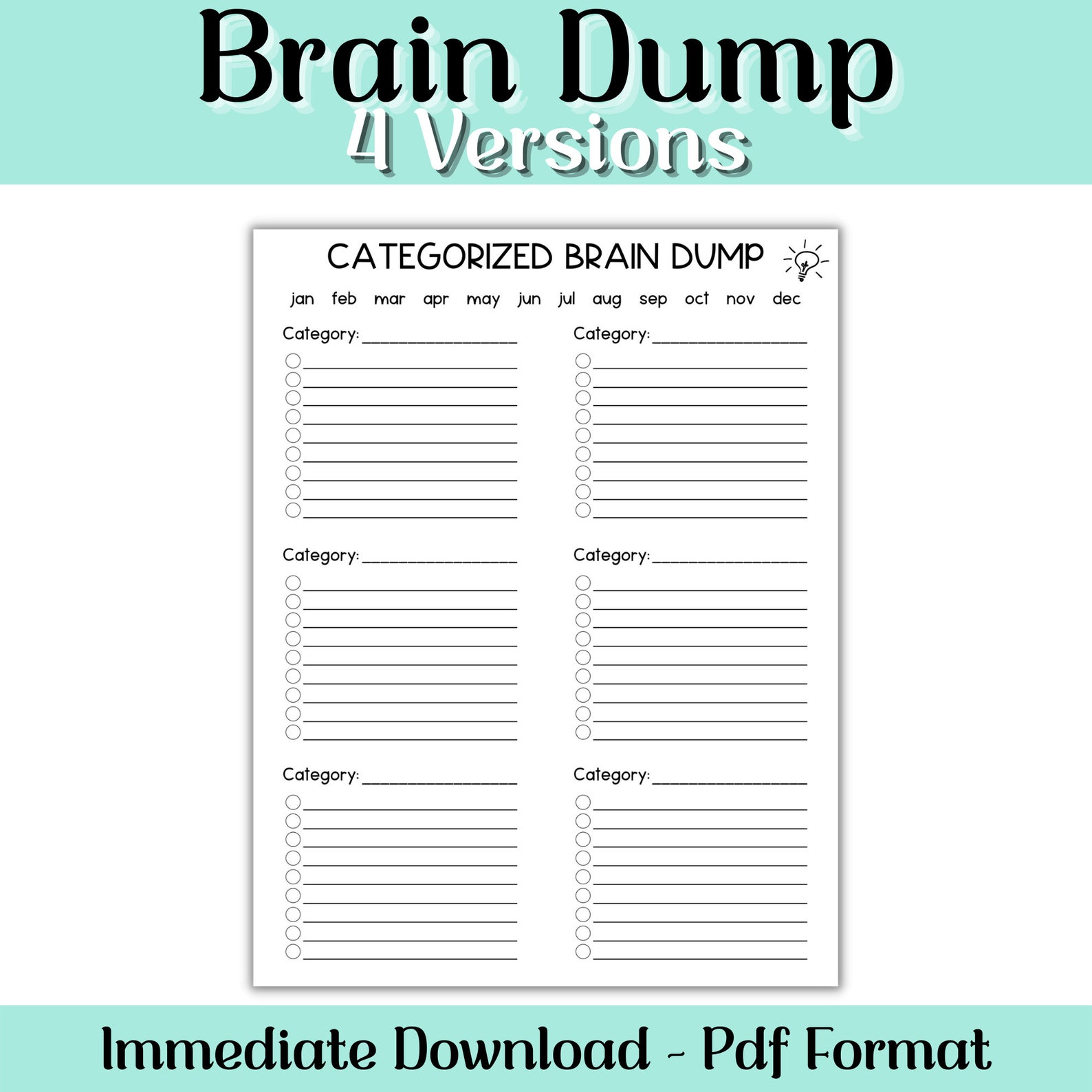 Brain Dump Printable Task List Eisenhower Matrix - Etsy