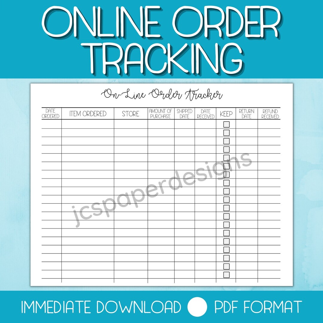Online Order Tracker Shopping Log Printable Order Tracker - Etsy