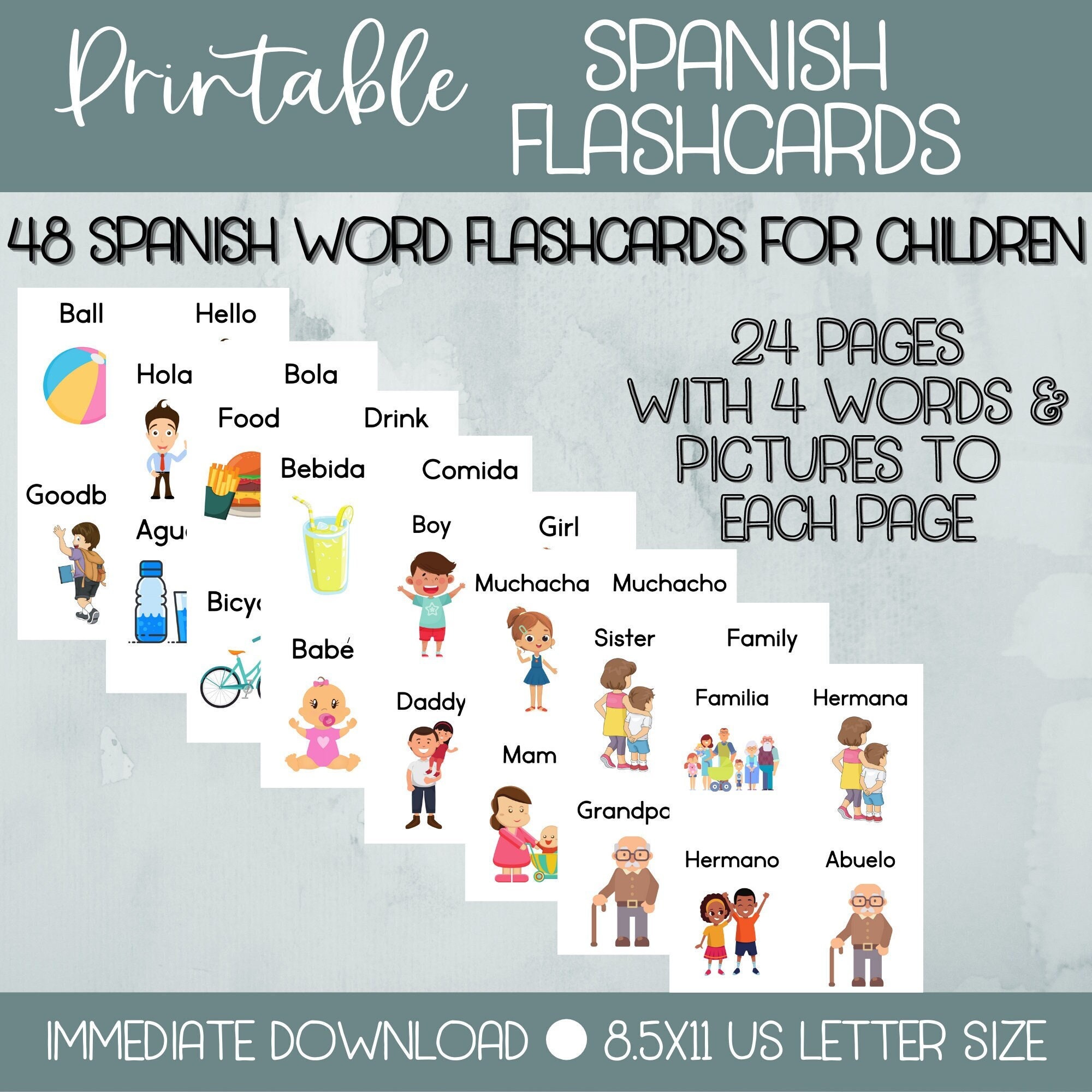 Spanish Words For Kids Printable