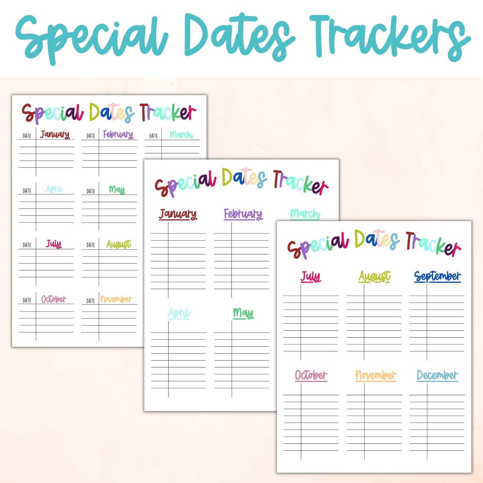 Special Dates Log Birthday Calendar Anniversary Holidays Tracker - Etsy