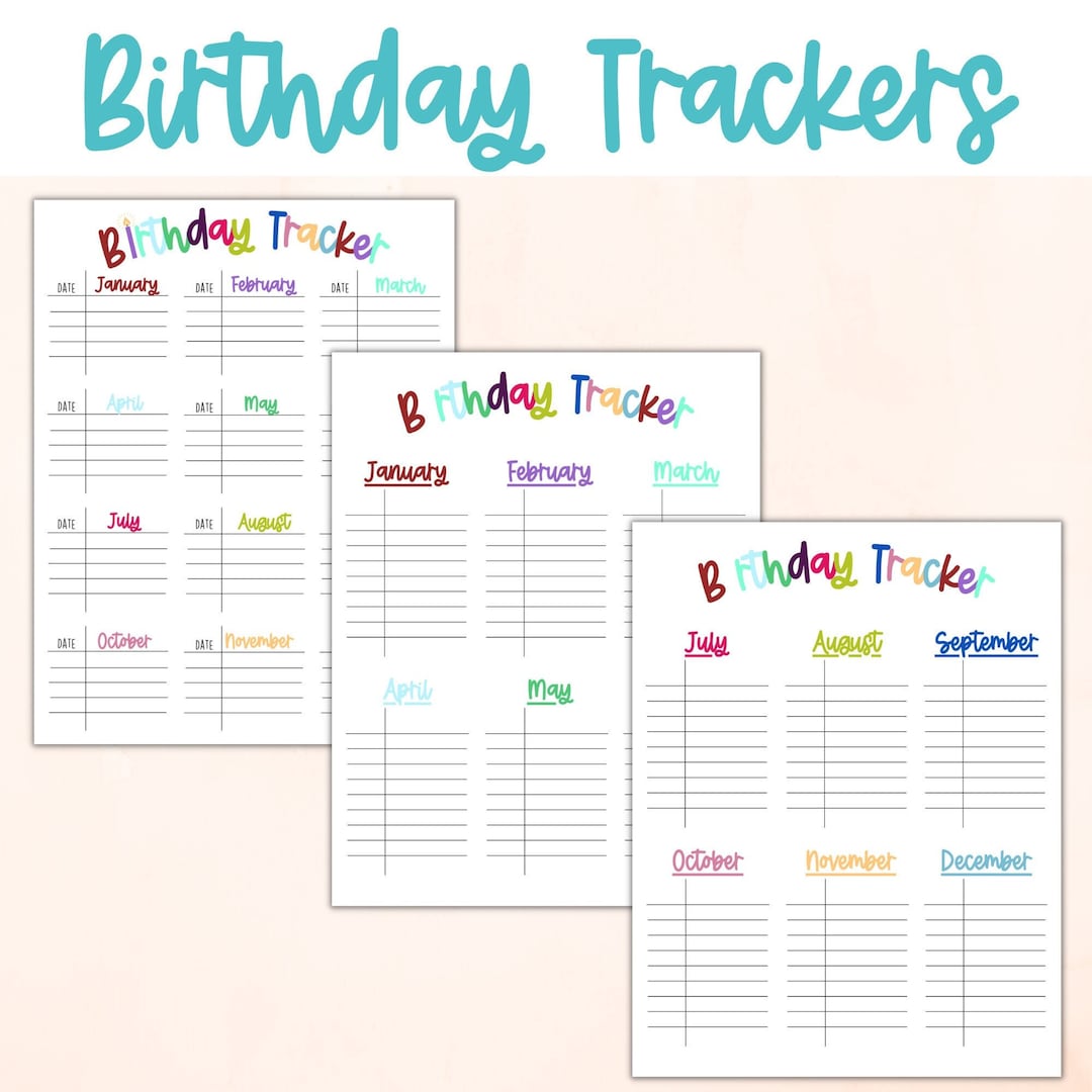 Birthday Tracker | Birthday Reminder | Birthday Log | Birthday Calendar ...