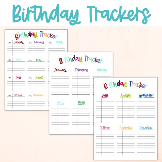Birthday Tracker Birthday Reminder Birthday Log Birthday - Etsy