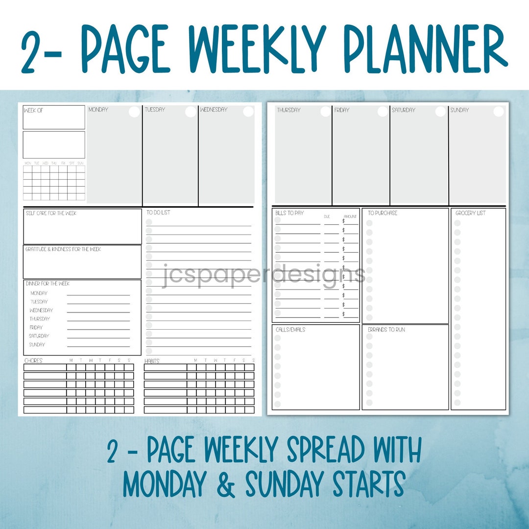 Weekly Planner Printable 2023, Weekly Template Planner - Etsy