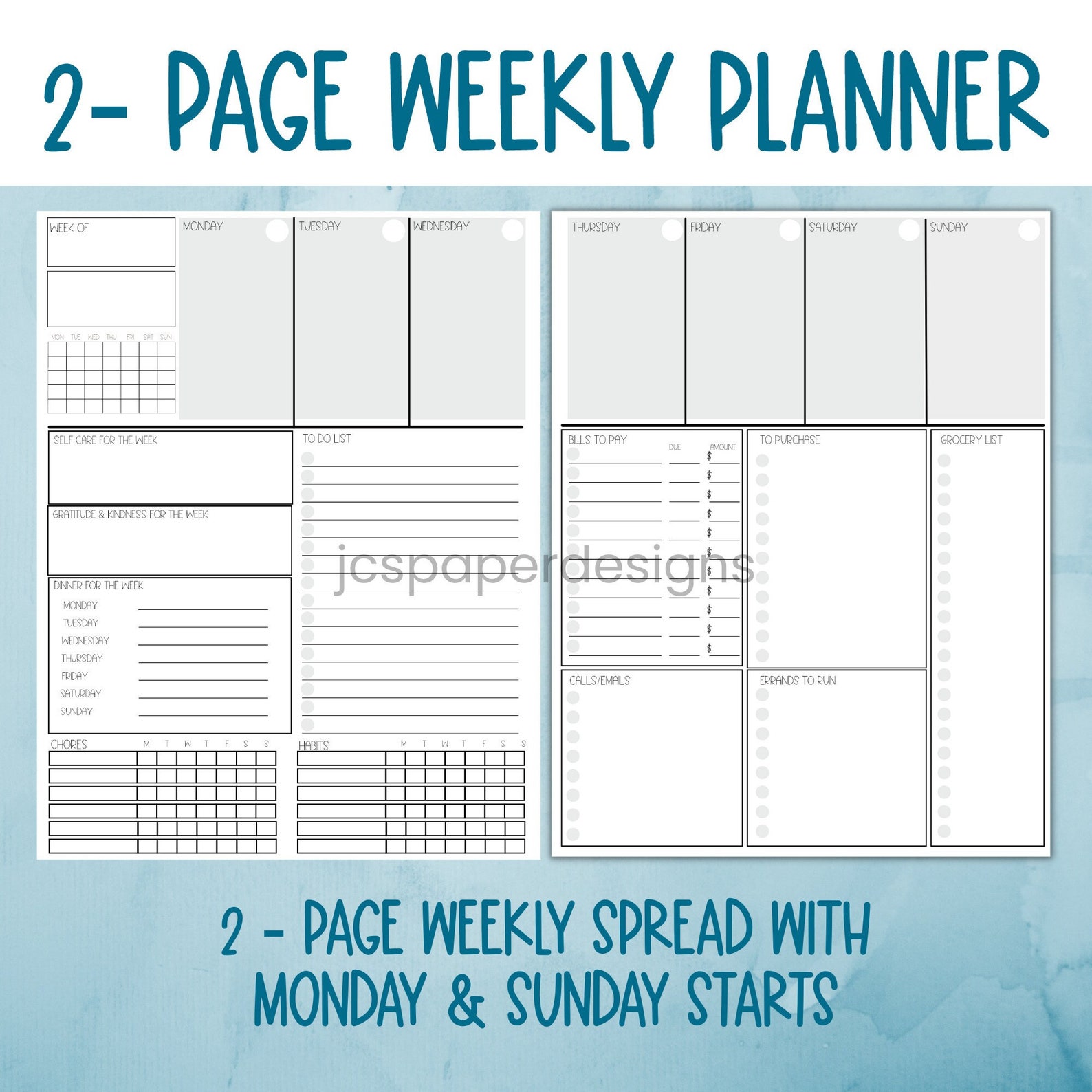 Weekly Planner Printable 2023, Weekly Template Planner - Etsy