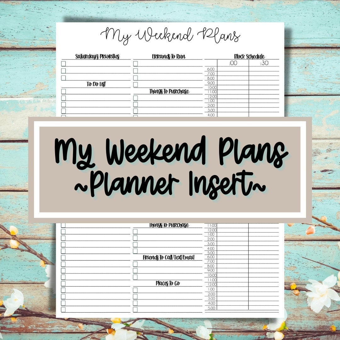 Weekend Planner Insert: To-do List, Errands, Schedule (digital Download ...