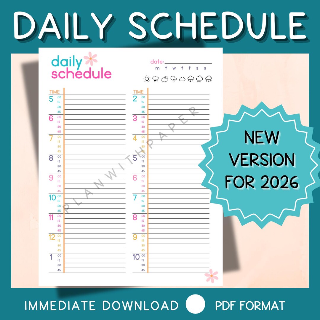 2026 Daily Planner Printable | Hourly Schedule, Time Blocking (PDF ...