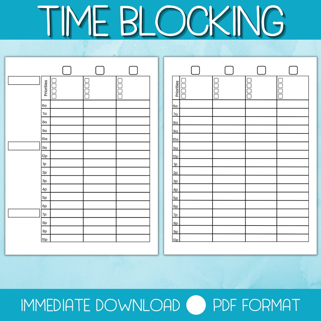 Hourly Time Blocking Weekly Time Management Printable PDF Download - Etsy