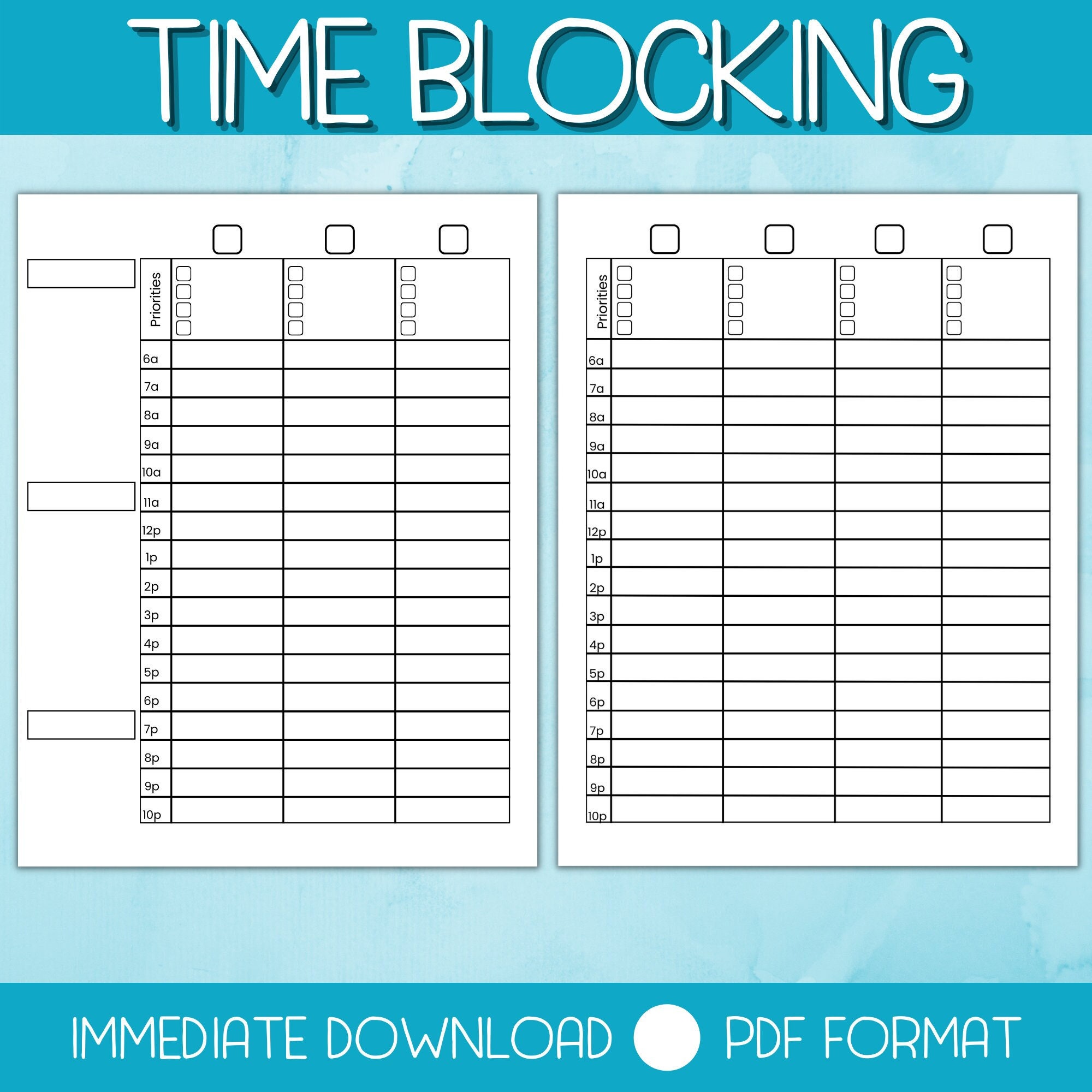 Hourly Time Blocking Weekly Time Management Printable PDF Download - Etsy