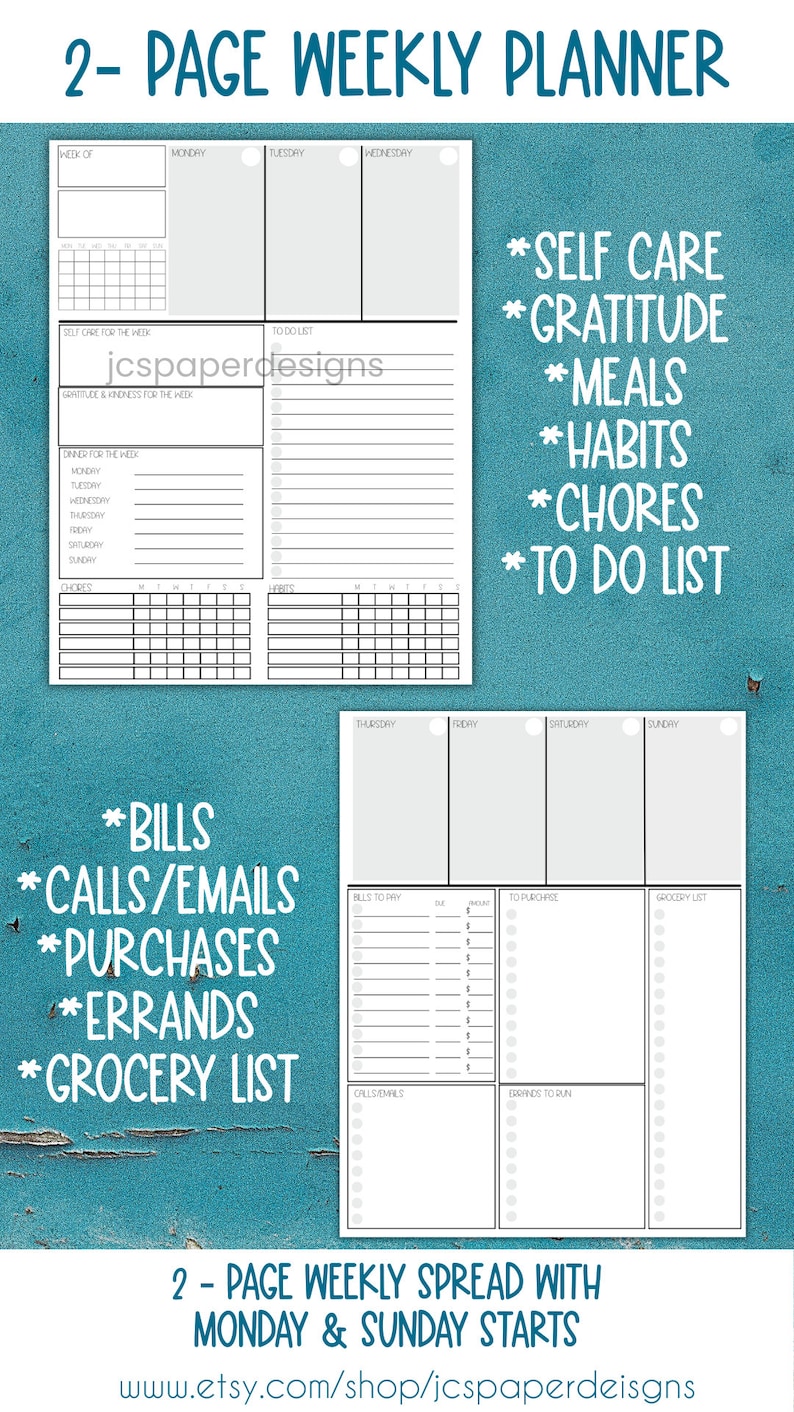 Weekly Planner Printable 2023, Weekly Template Planner - Etsy