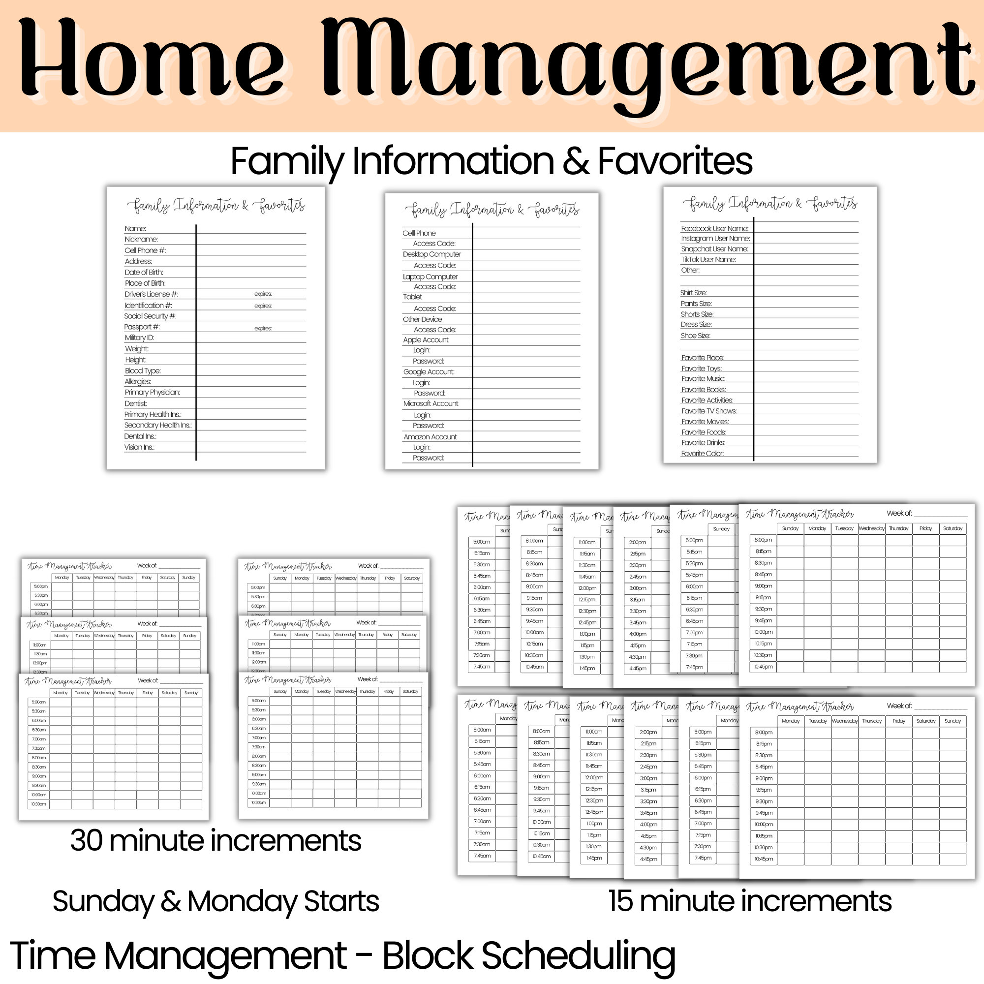 Household Planner Home Management Organizer, Organization Printable ...