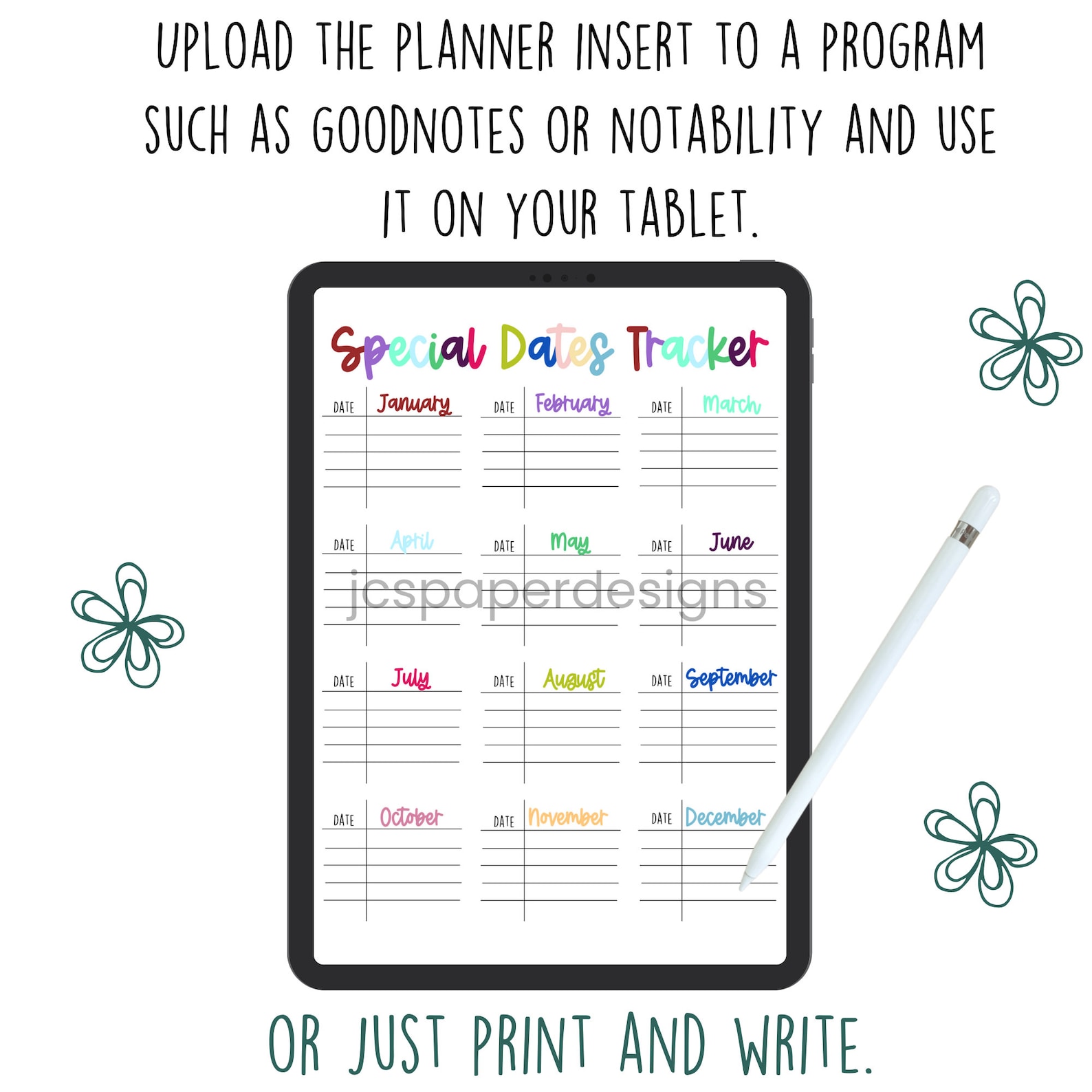 Special Dates Log Birthday Calendar Anniversary Holidays Tracker - Etsy