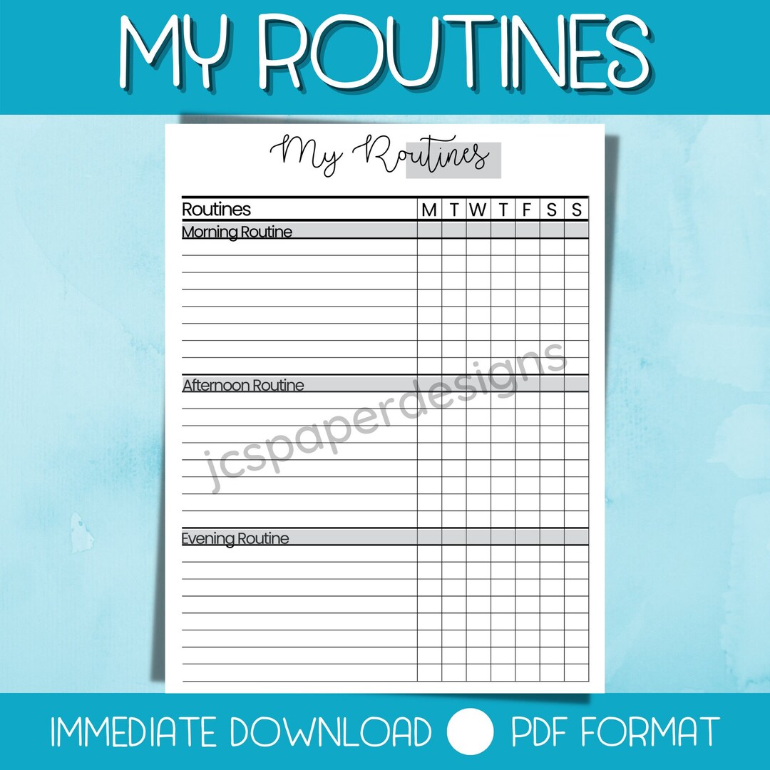 Daily Routine Chart Morning Afternoon Evening Checklist - Etsy