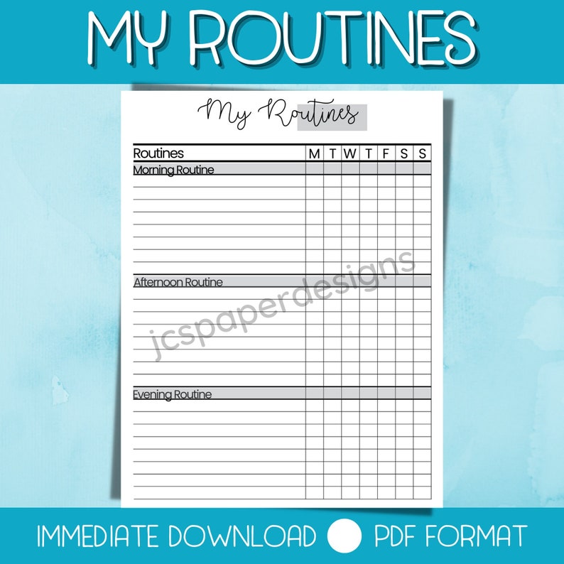 Daily Routine Chart Morning Afternoon Evening Checklist - Etsy
