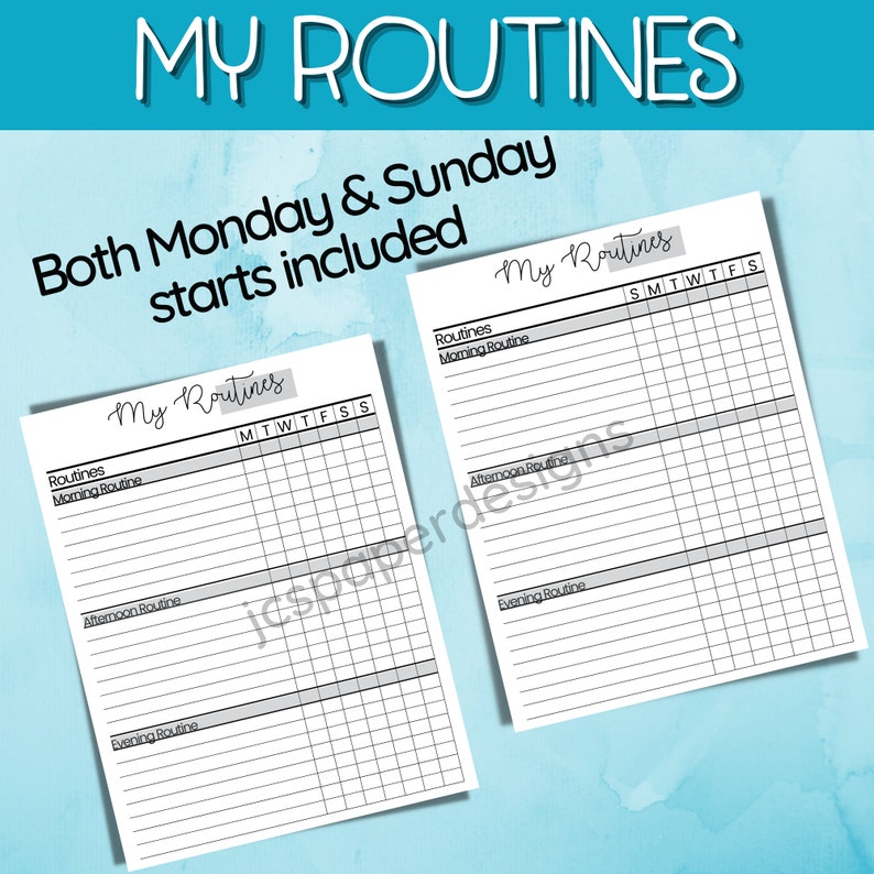 Daily Routine Chart Morning Afternoon Evening Checklist - Etsy