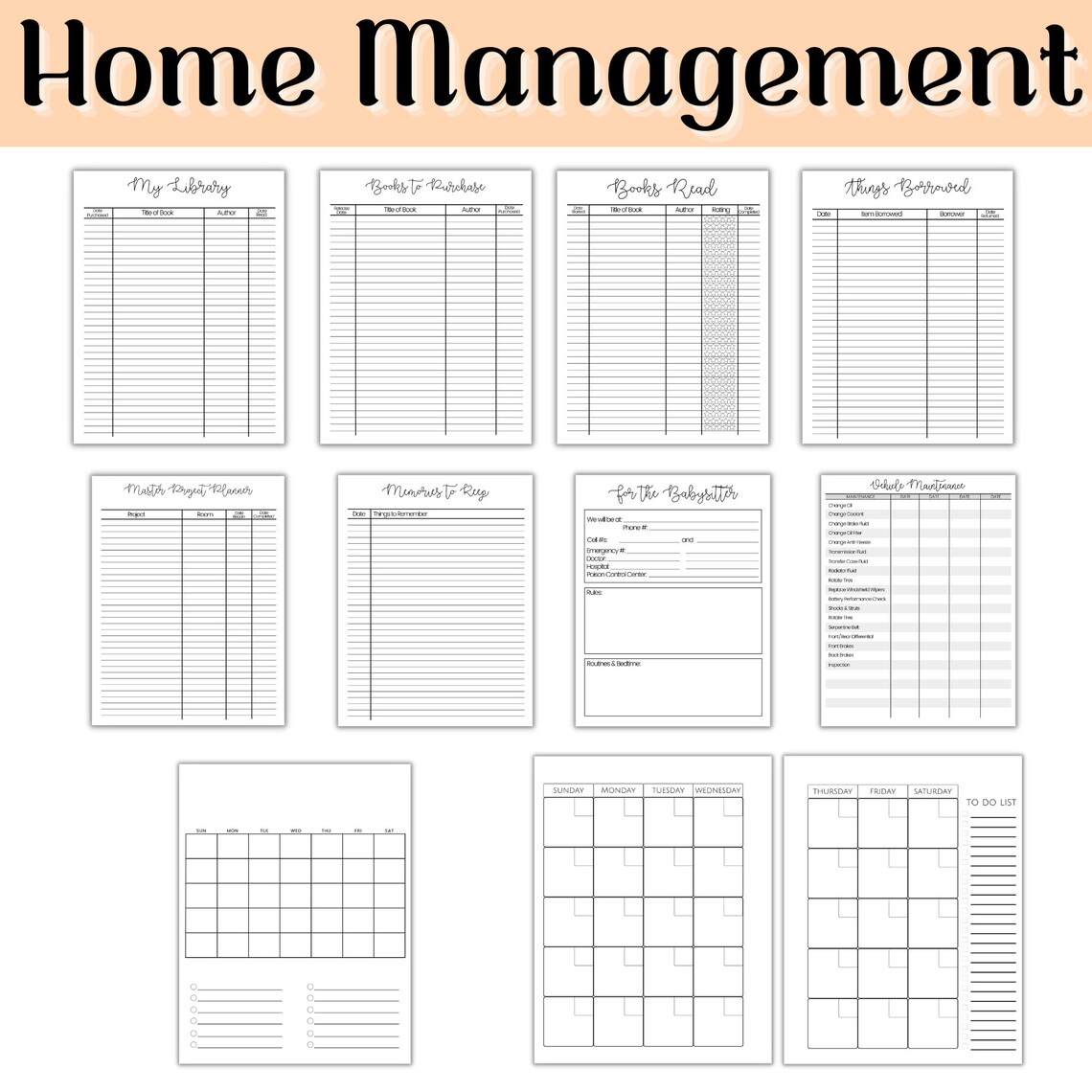 Household Planner Home Management Planner Organizer Mambi | Etsy