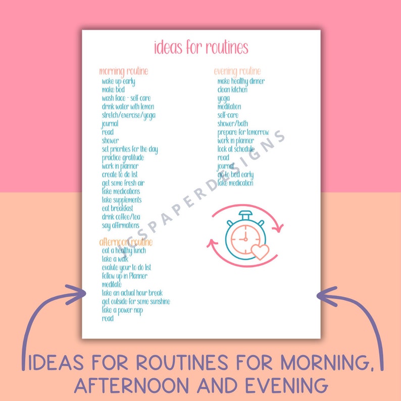 Daily Routine Chart Morning Afternoon Evening Checklist Printable ...