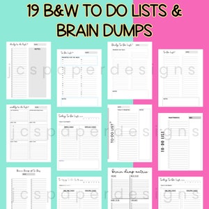 Printable ADHD to Do Lists & Brain Dump Bundle for Daily, Weekly ...