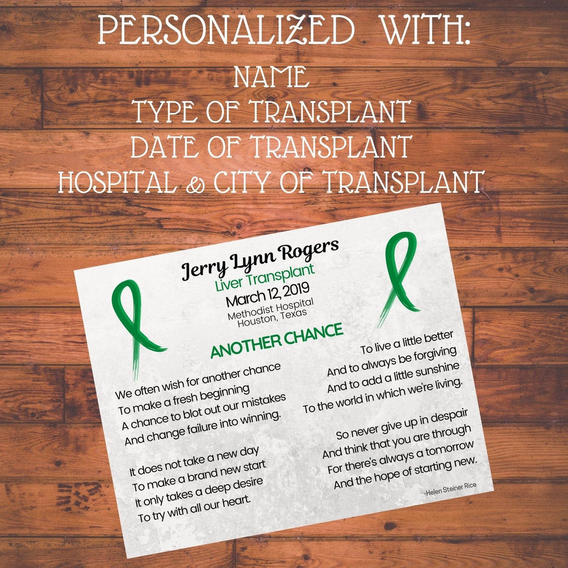 Personalized Organ Transplant Poem Gift (digital Download) - Etsy