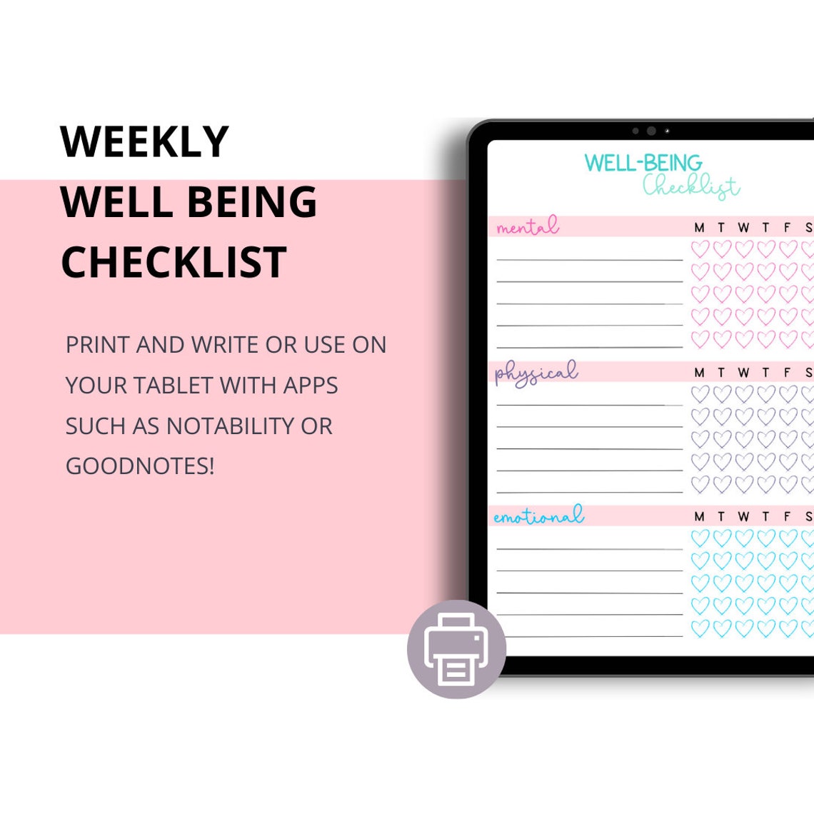 Digital Well-being Checklist, Self-care Planner, Selfcare Journal ...