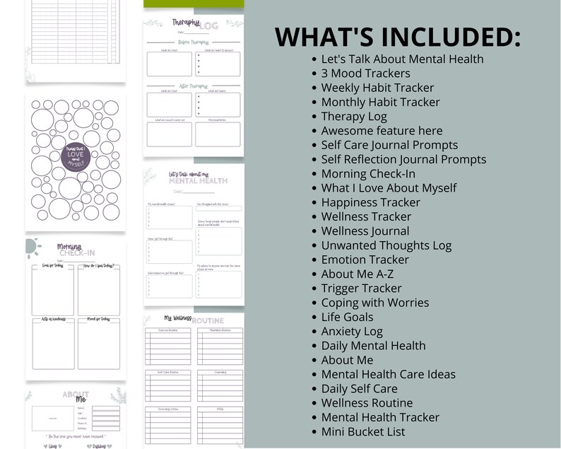 Mental Health Journal Tracker With Habit Trackers Mood Trackers Journal ...