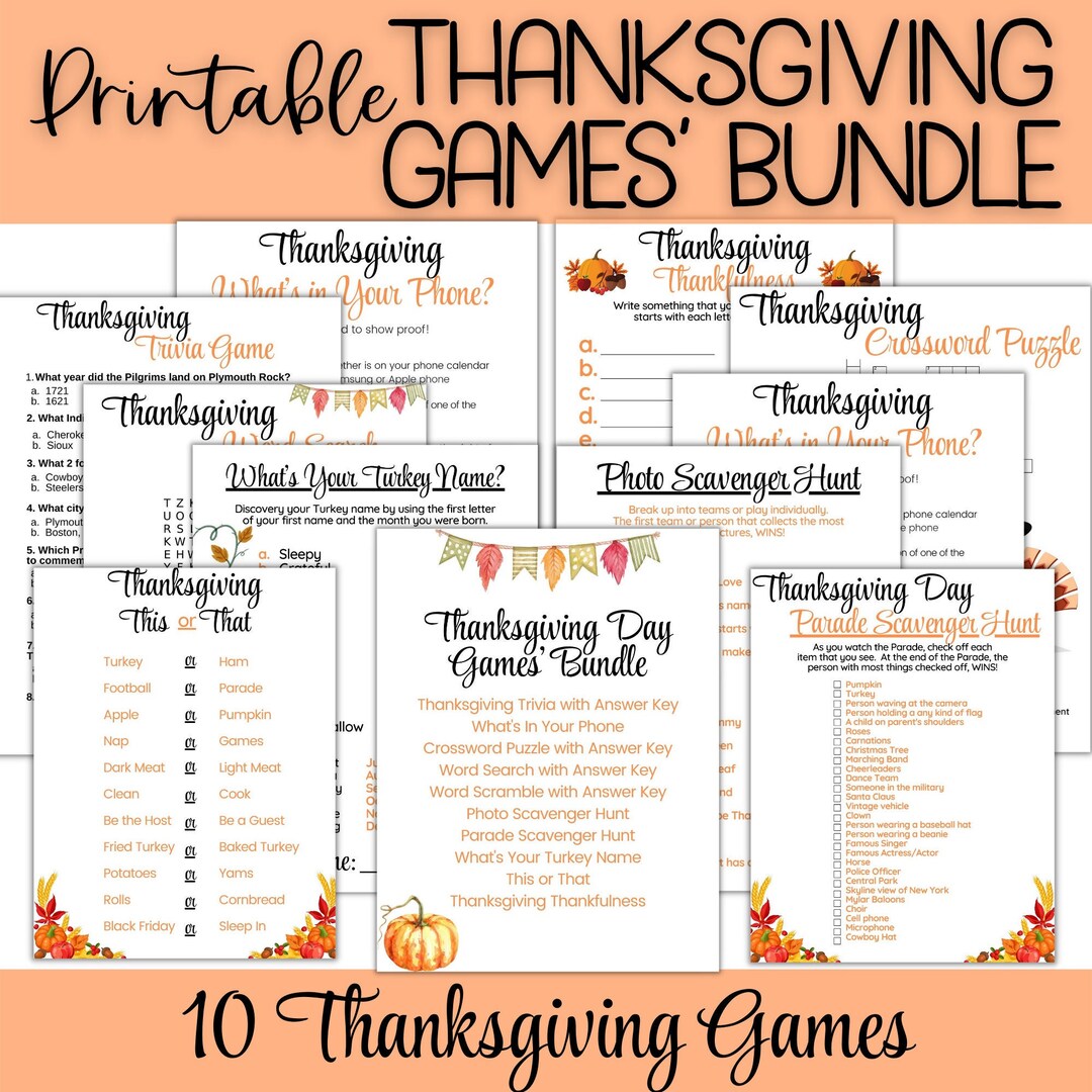 Thanksgiving Games' Bundle, Thanksgiving Scavenger Hunt. Thanksgiving ...