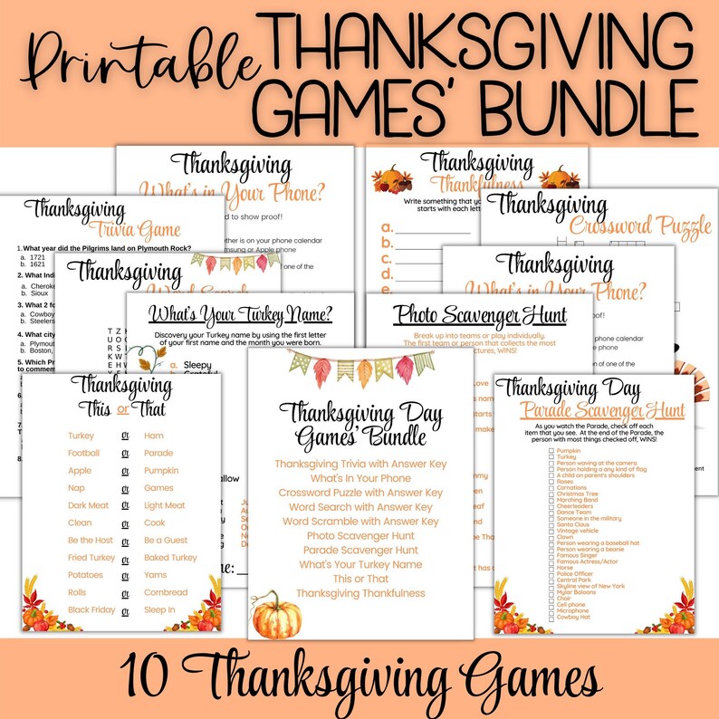Thanksgiving Games' Bundle, Thanksgiving Scavenger Hunt. Thanksgiving ...
