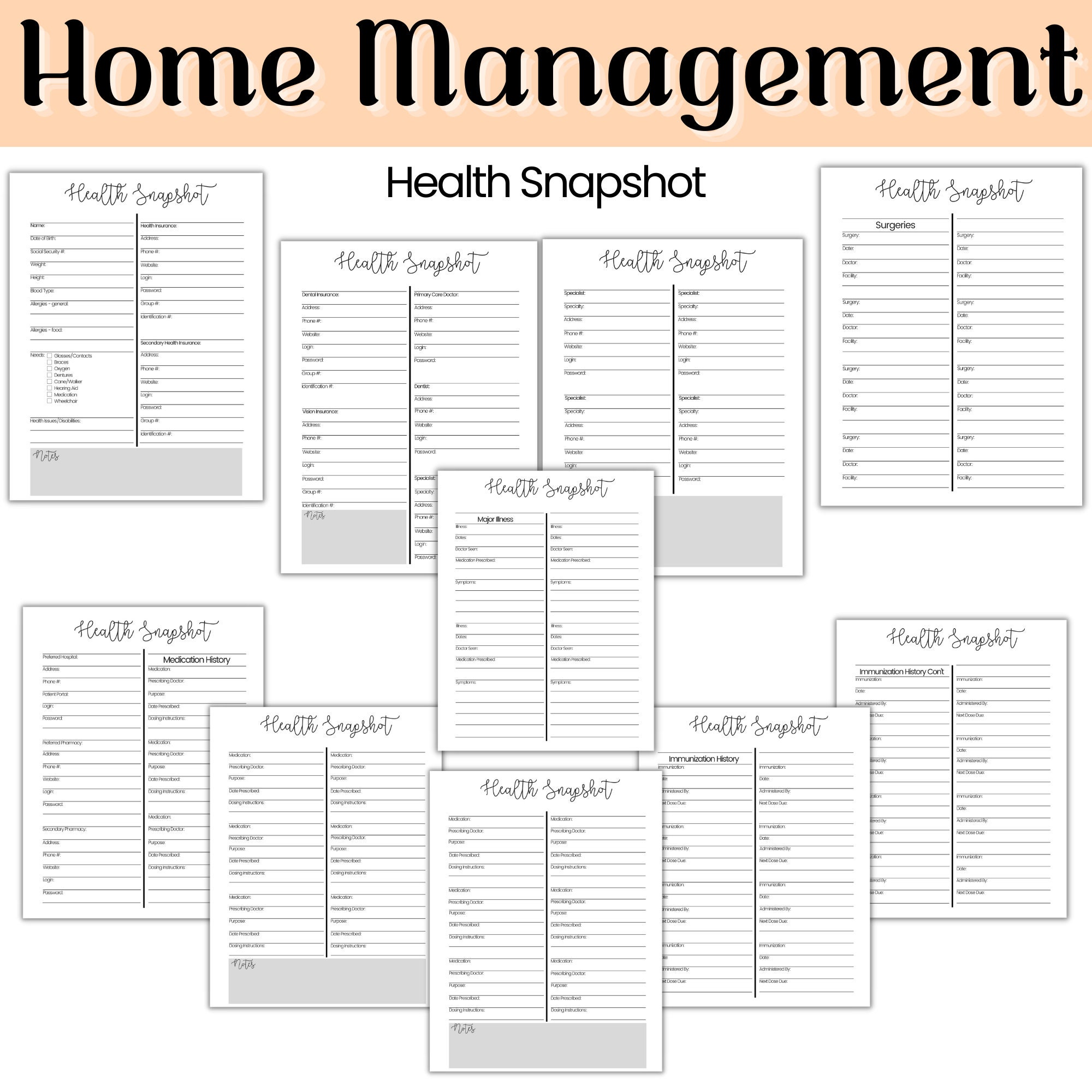Household Planner Home Management Organizer, Organization Printable ...