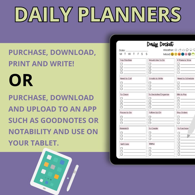 Printable Daily Planner and to Do List Inserts for Organization and ...
