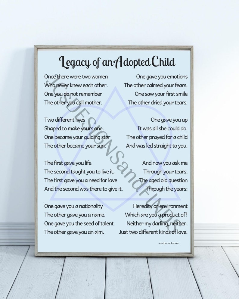 Adoption Poem Print: Legacy of an Adopted Child (digital Download) - Etsy