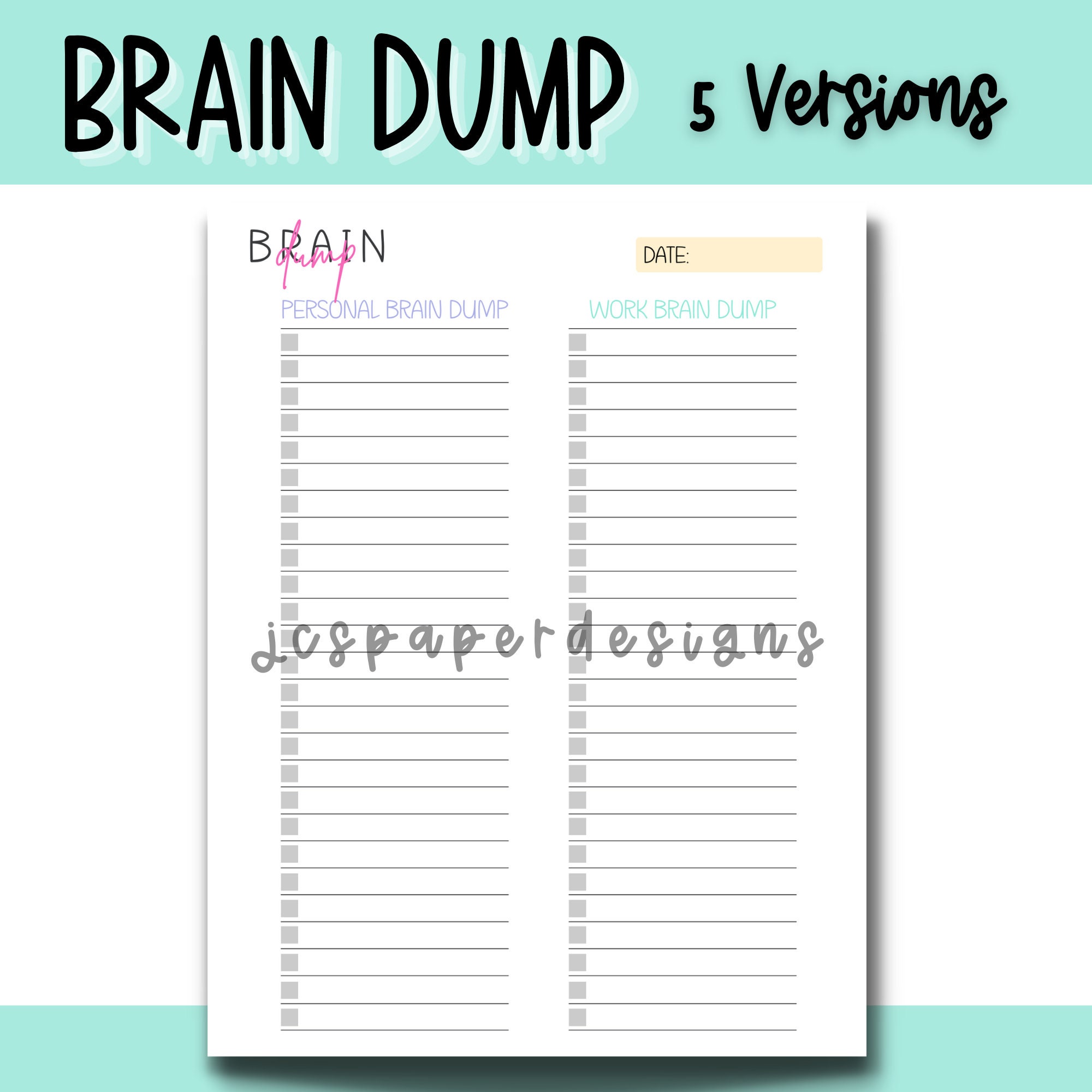 Brain Dump Printable Task List Eisenhower Matrix - Etsy UK