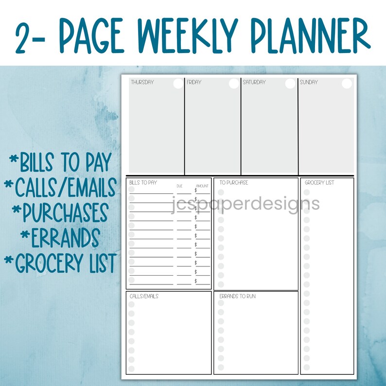 Weekly Planner Printable 2023, Weekly Template Planner - Etsy