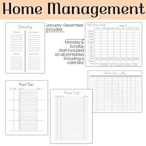 Household Planner Home Management Organizer, Organization Printable ...