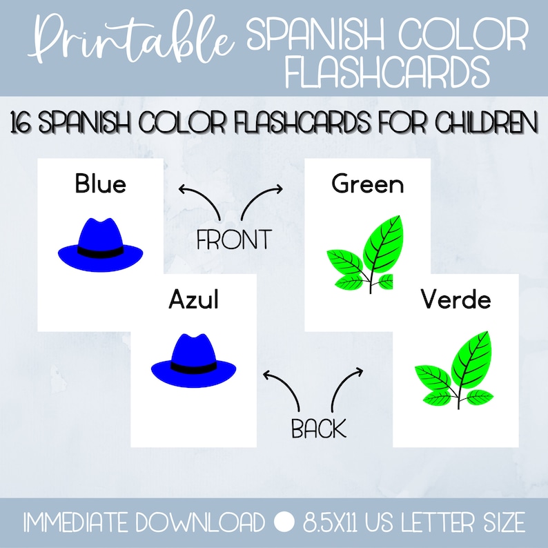 Educational Color Flashcards in Spanish Learn Colors in Spanish English ...
