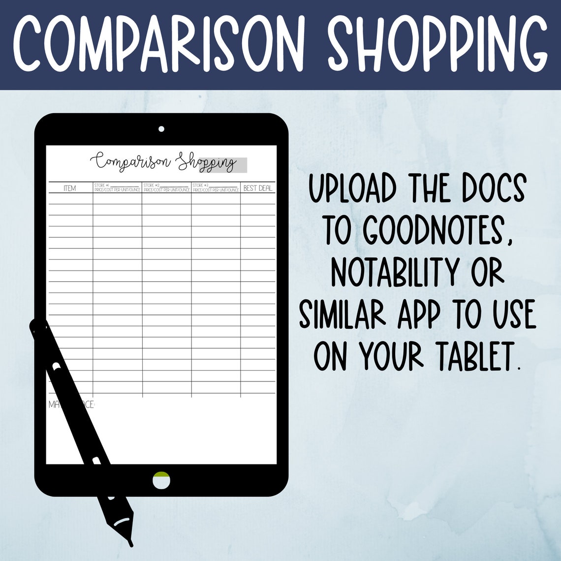 Printable Shopping Price Comparison List & Tracker (PDF Download) - Etsy