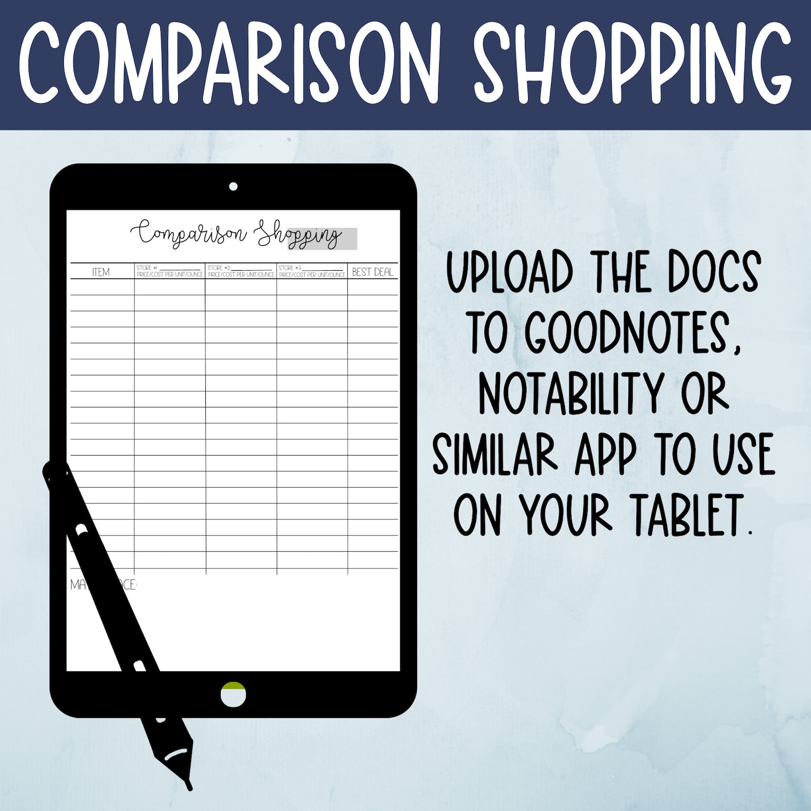 Printable Shopping Price Comparison List & Tracker (PDF Download) - Etsy