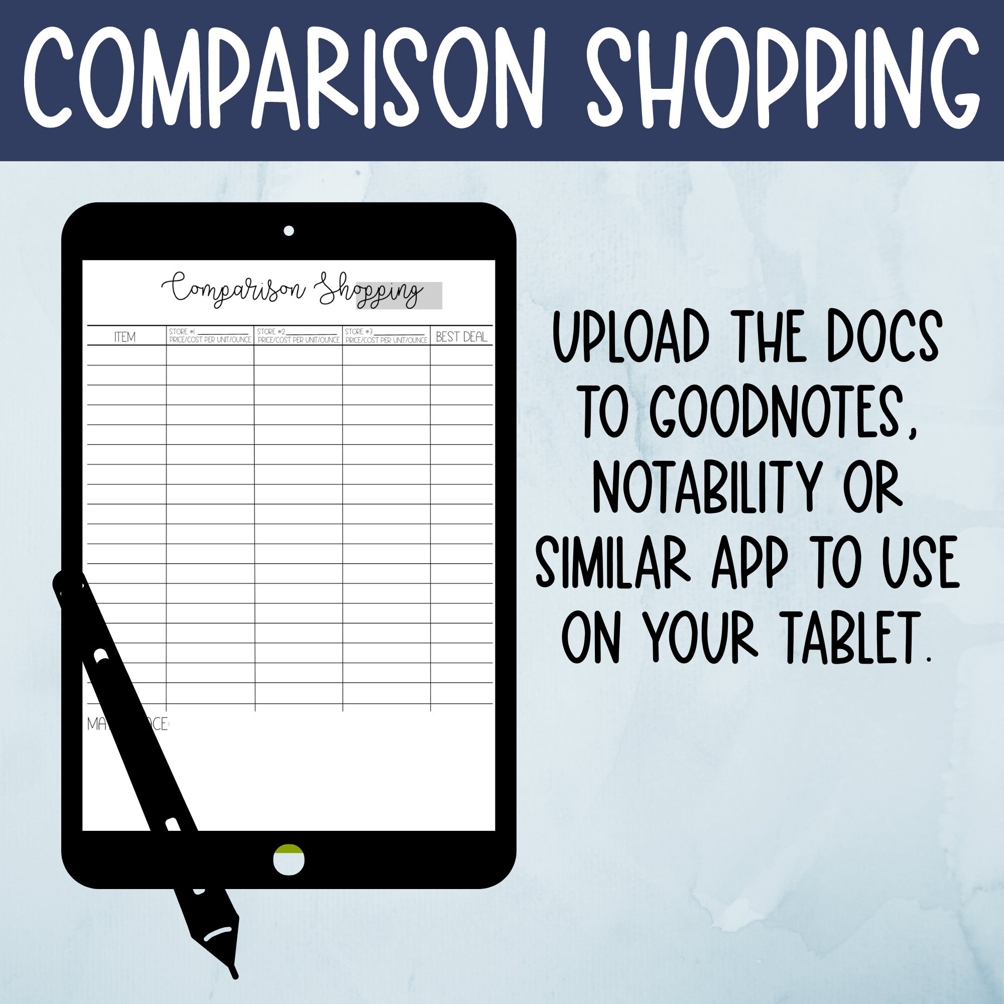 Printable Shopping Price Comparison List & Tracker (PDF Download) - Etsy