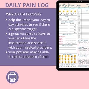 Daily Pain Tracker Log: Chronic Pain Journal (digital Download) - Etsy
