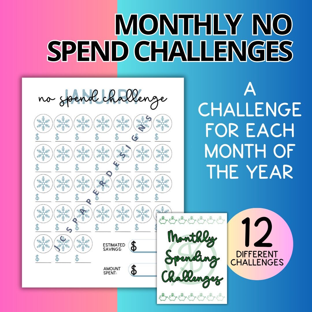 Monthly No Spend Challenges, Budget Tracker, Money Saved Log, Goodnotes ...