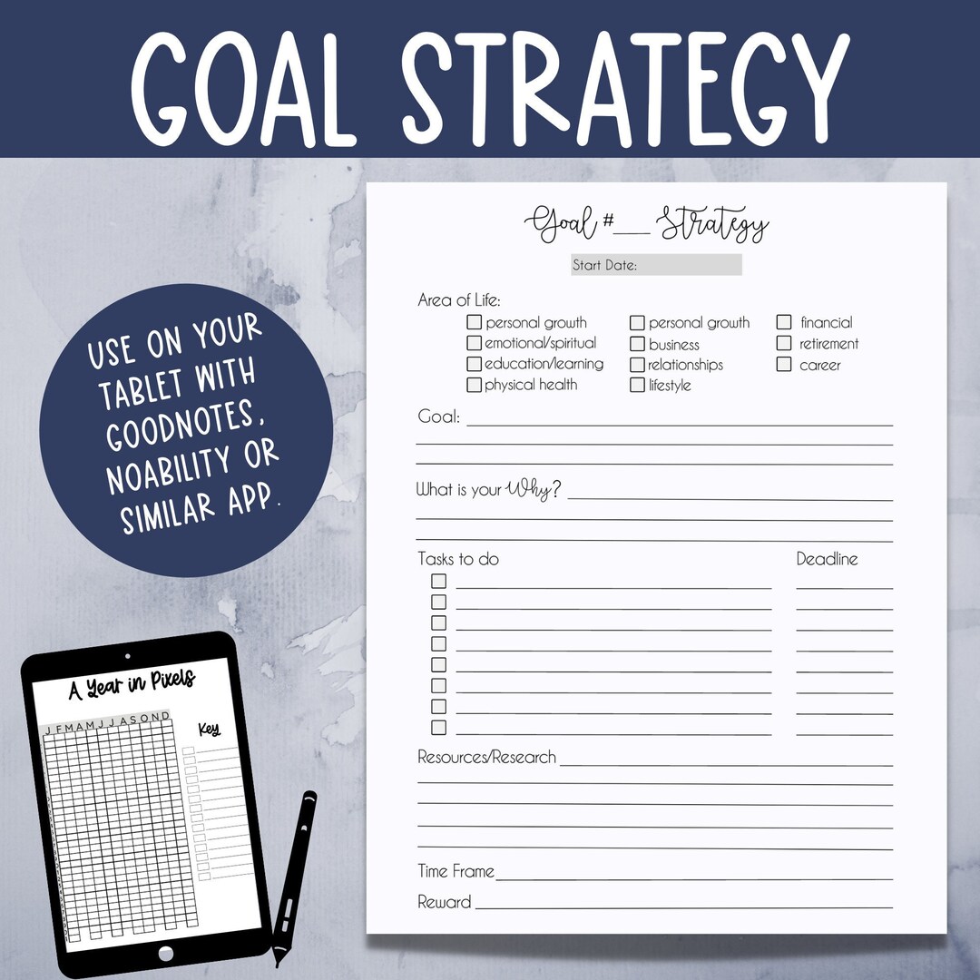 Goal Strategy; Goal Planner Tracker; Goal Template Printable - Etsy