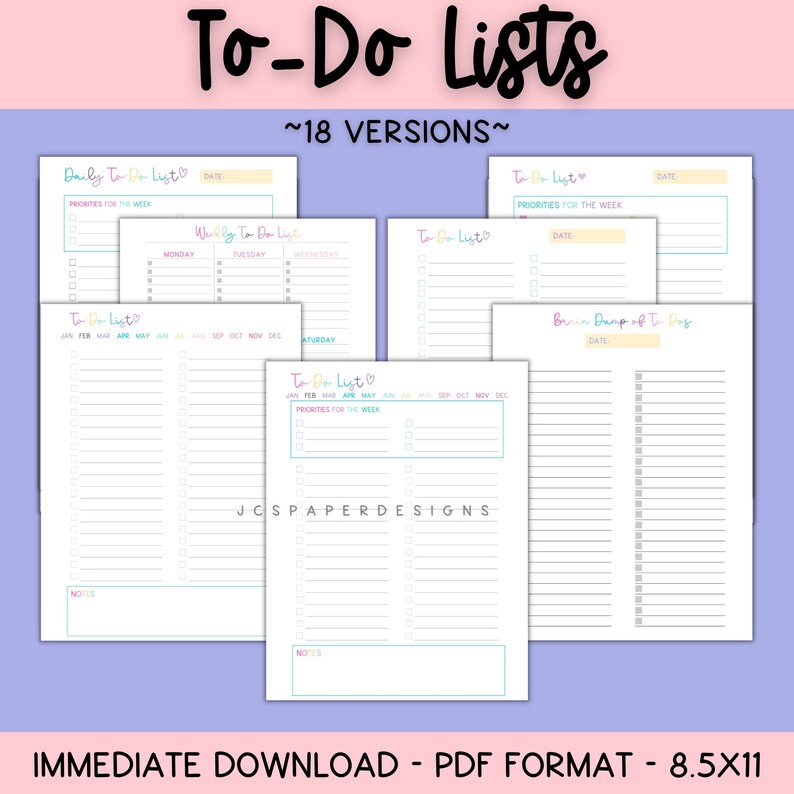 To Do Lists Bundle: Daily, Weekly, Yearly Planner (digital Download) - Etsy