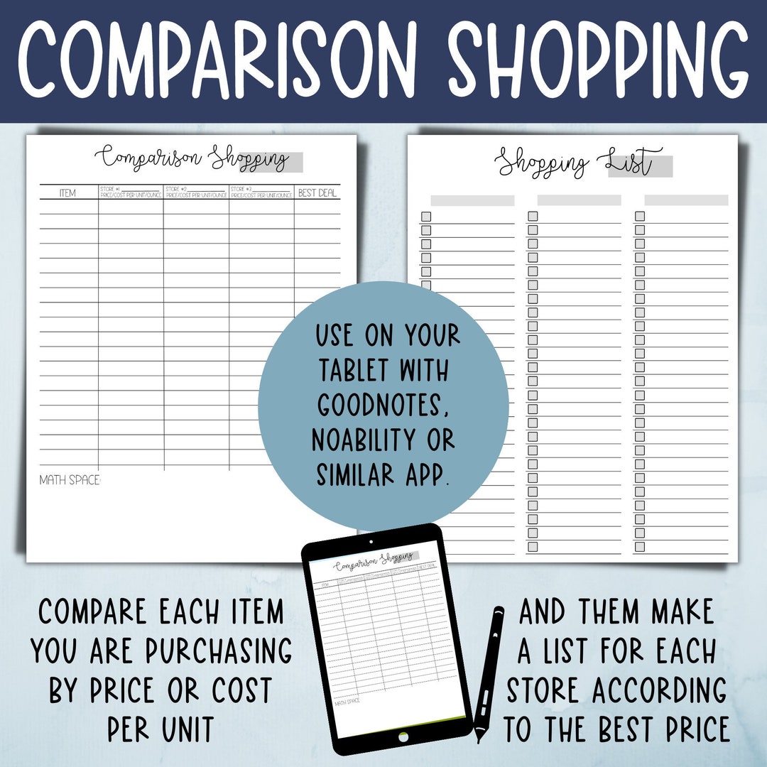 Printable Shopping Price Comparison List, Grocery Shopping Price Book ...