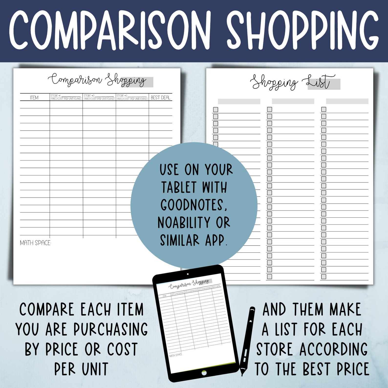 Printable Shopping Price Comparison List & Tracker (PDF Download) - Etsy