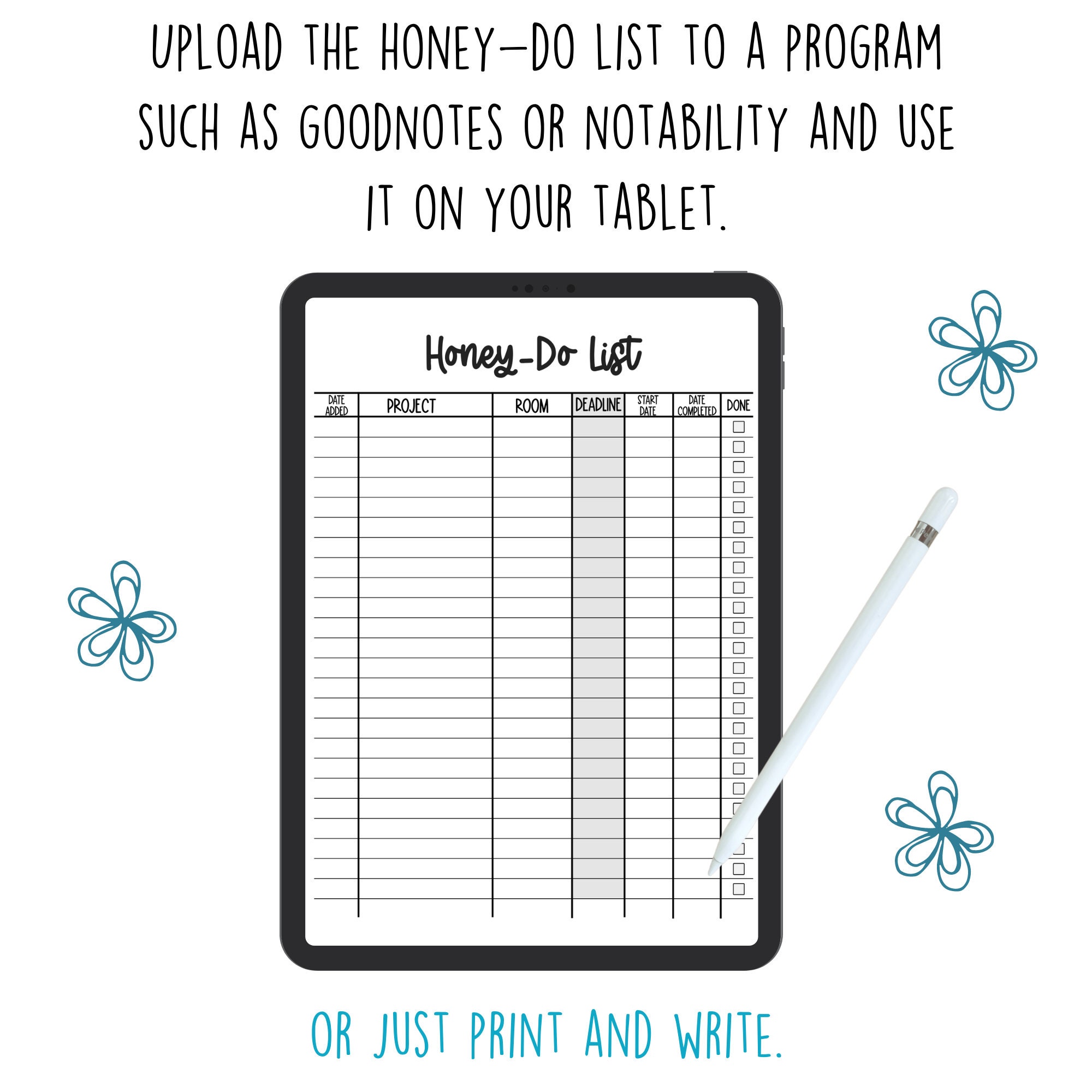 Honey Do List Printable: Home Project Planner (8.5x11 & 7x9.25 PDF) - Etsy