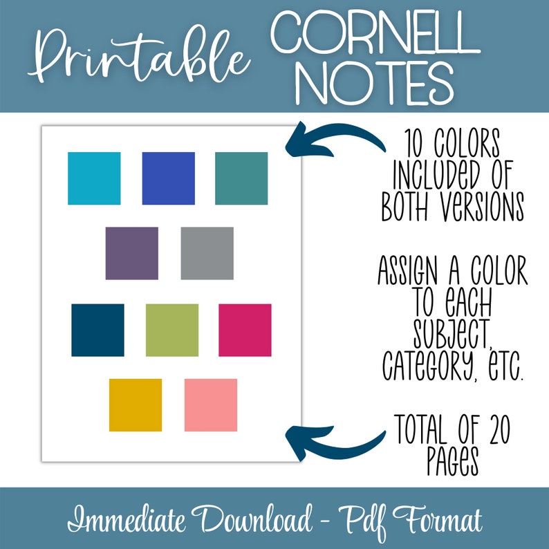 Printable Cornell Notes Page. Note Taking Insert, Cornell Notes ...