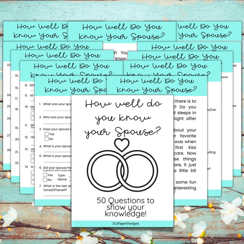 How Well Do You Know Your Spouse Game: 50 Questions (printable) - Etsy