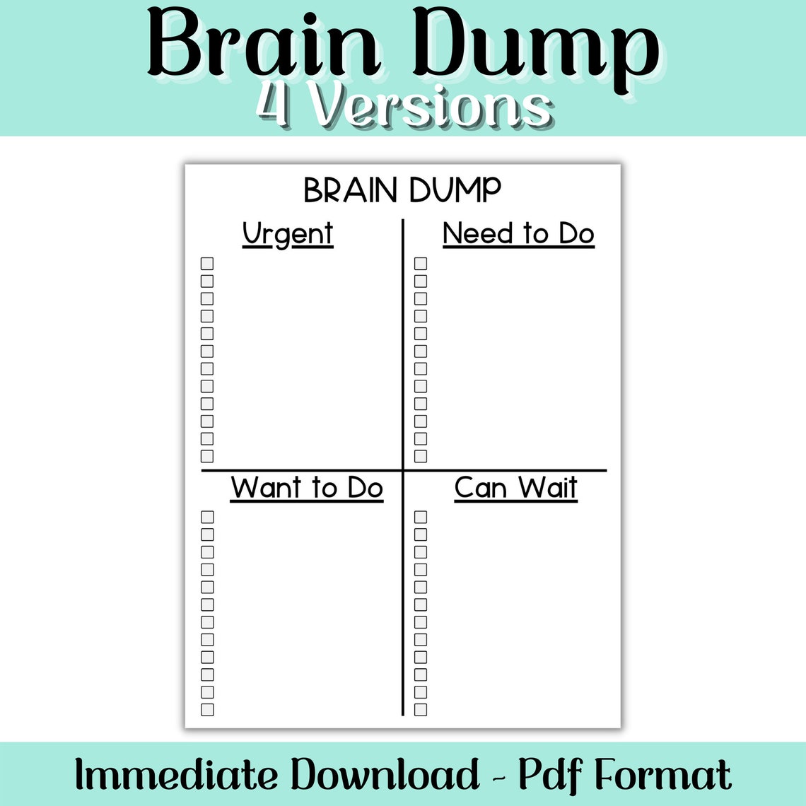 Brain Dump Printable Task List Eisenhower Matrix - Etsy